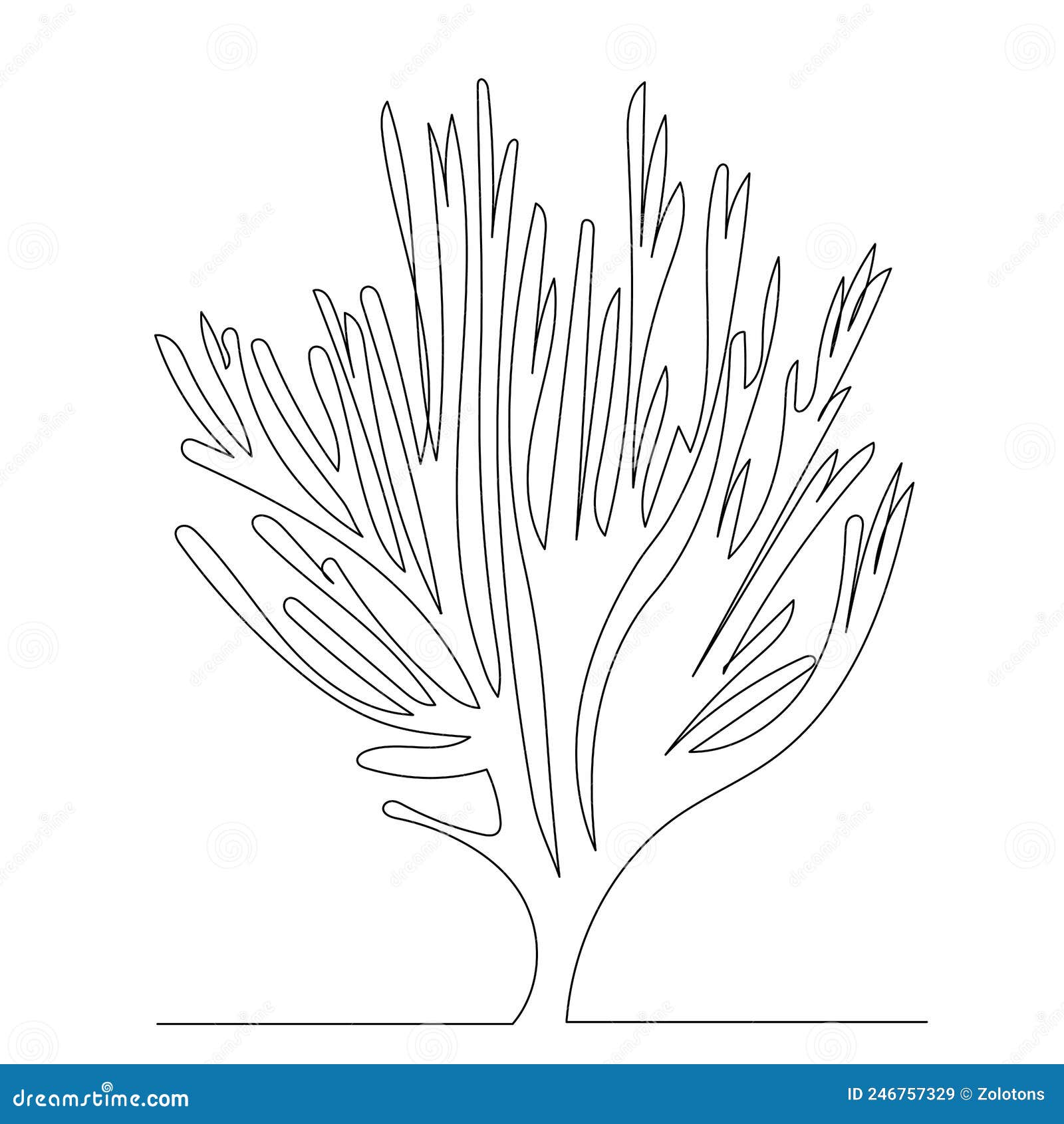Algae Drawing in One Continuous Line, Isolated Stock Vector ...