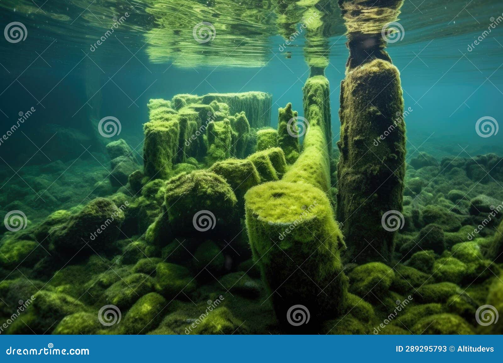 Algae Growth Patterns on Submerged Rocks Stock Image - Image of seaweed ...