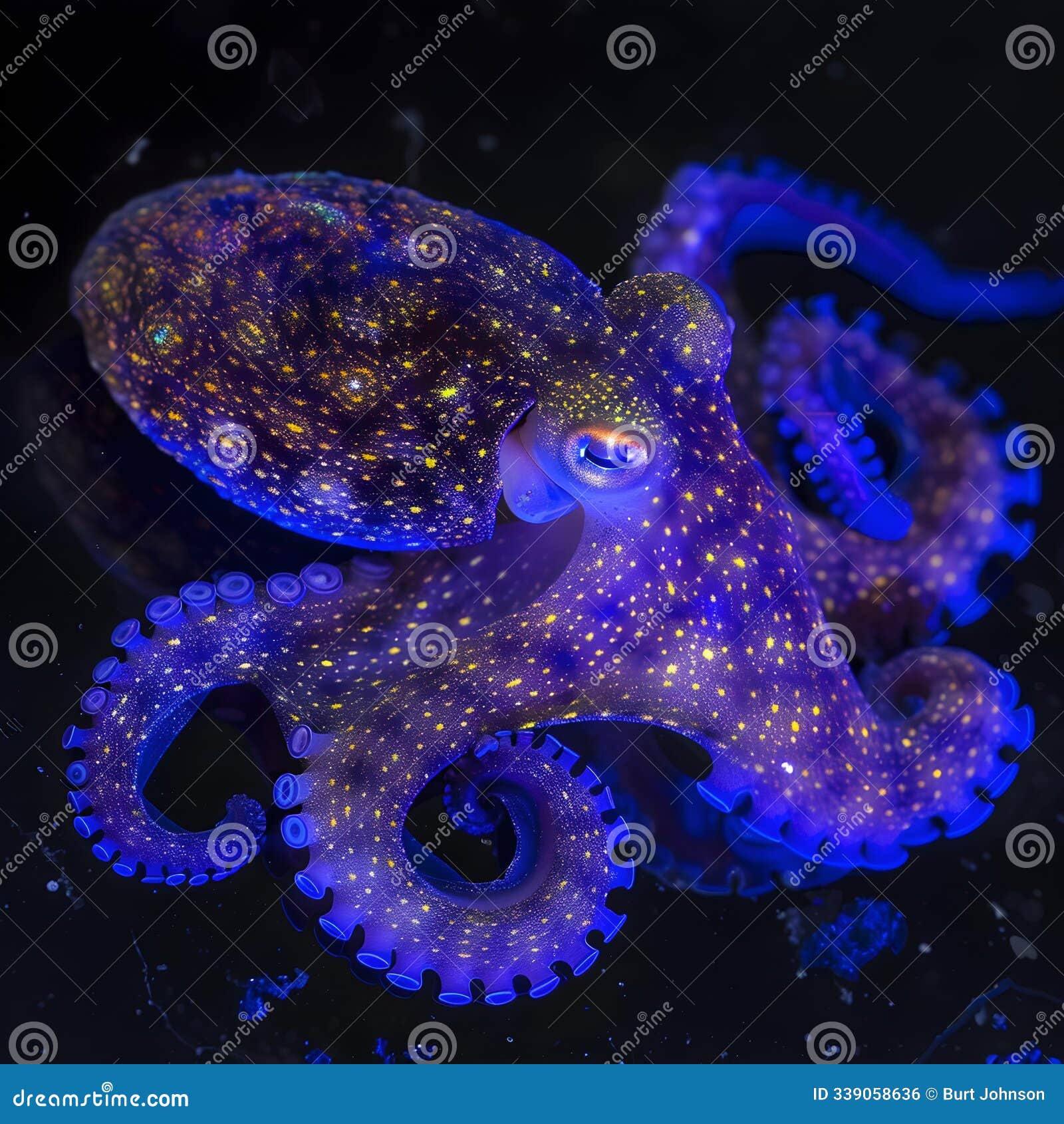 Algae Octopus Showing Its Fluorescence Under Ultraviolet Light Stock ...
