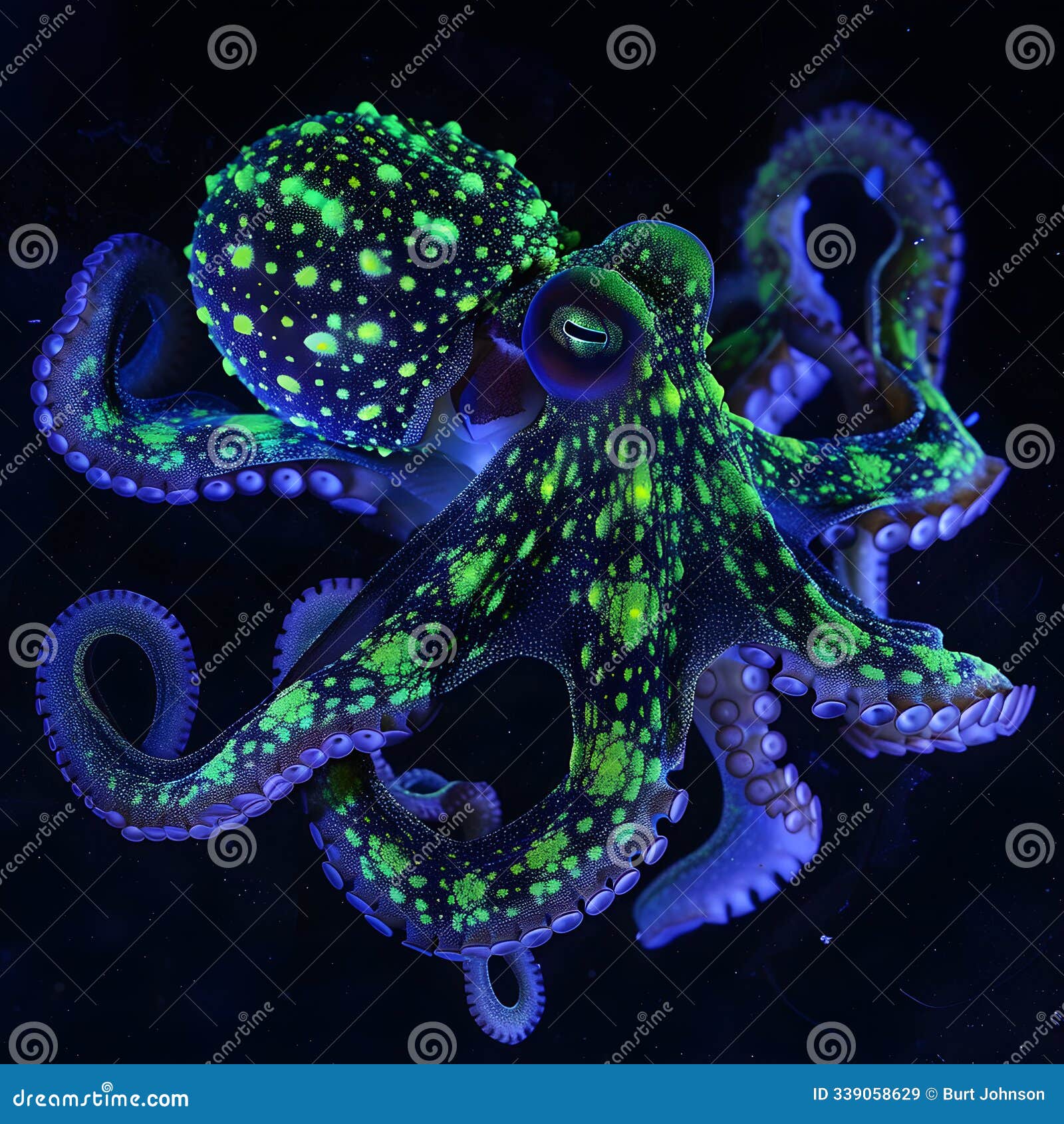 Algae Octopus Showing Its Fluorescence Under Ultraviolet Light Stock ...