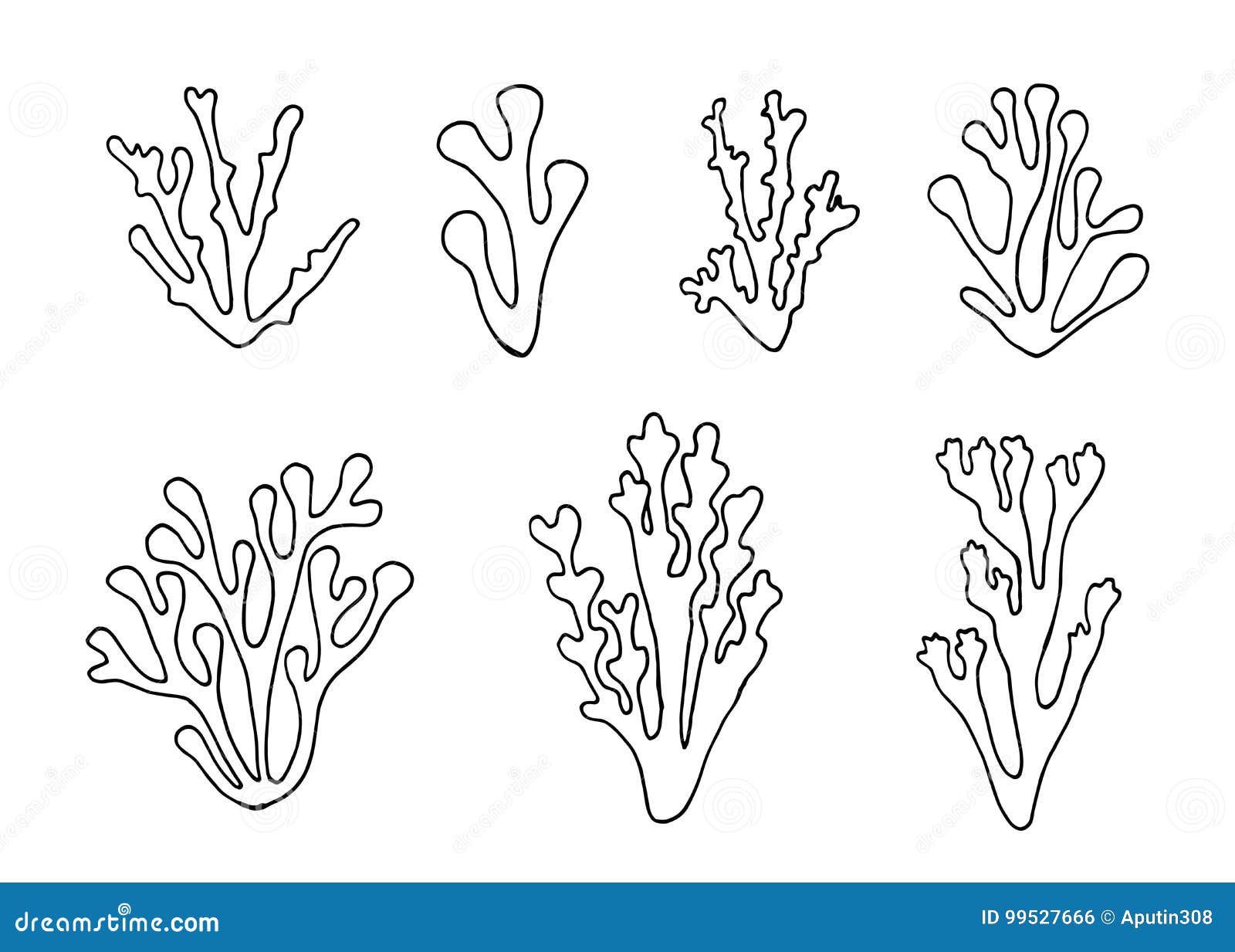Algae outlined set vector stock vector. Illustration of natural - 99527666