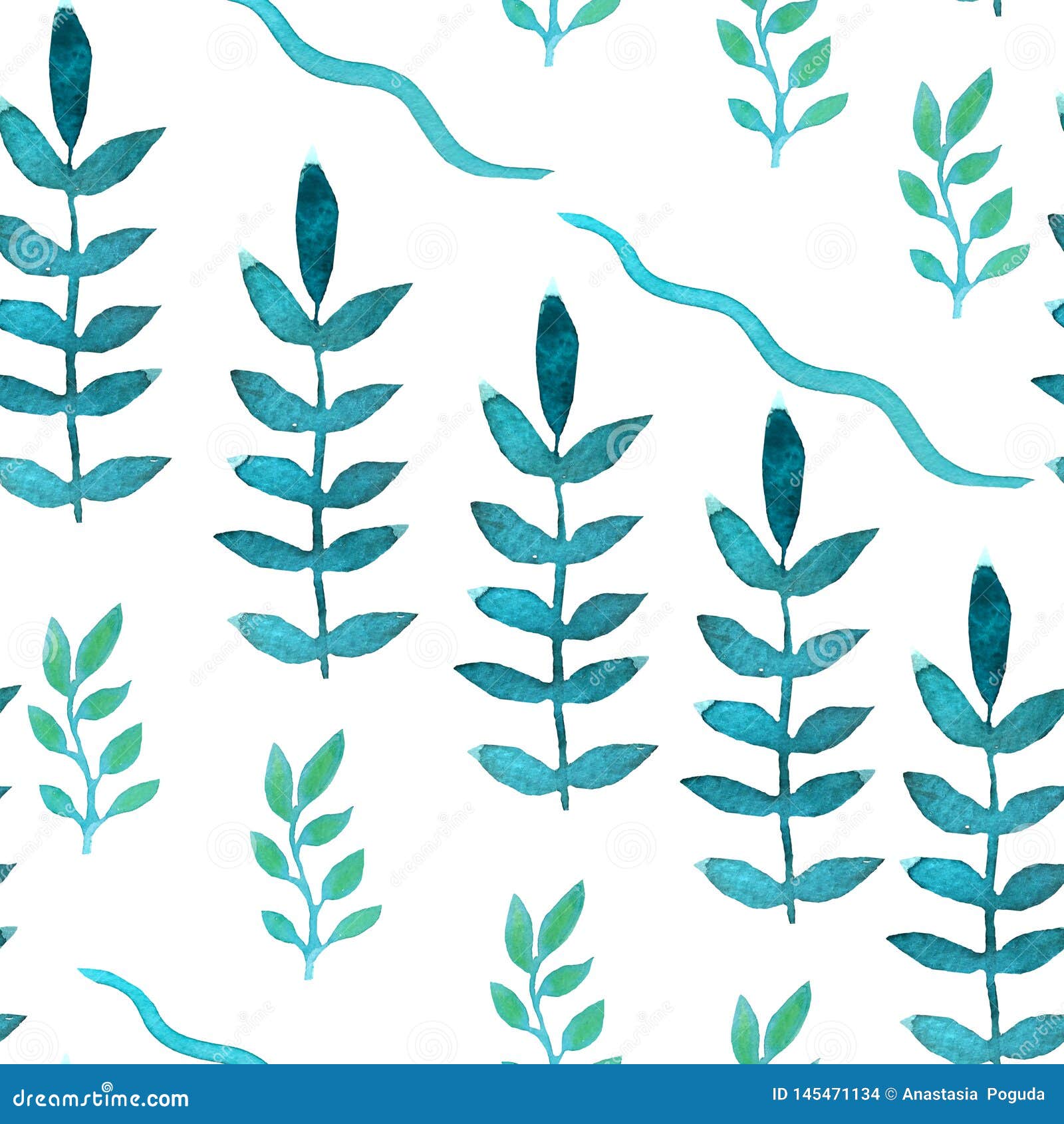 Algae Pattern, Watercolor Illustration for Design Stock Illustration ...