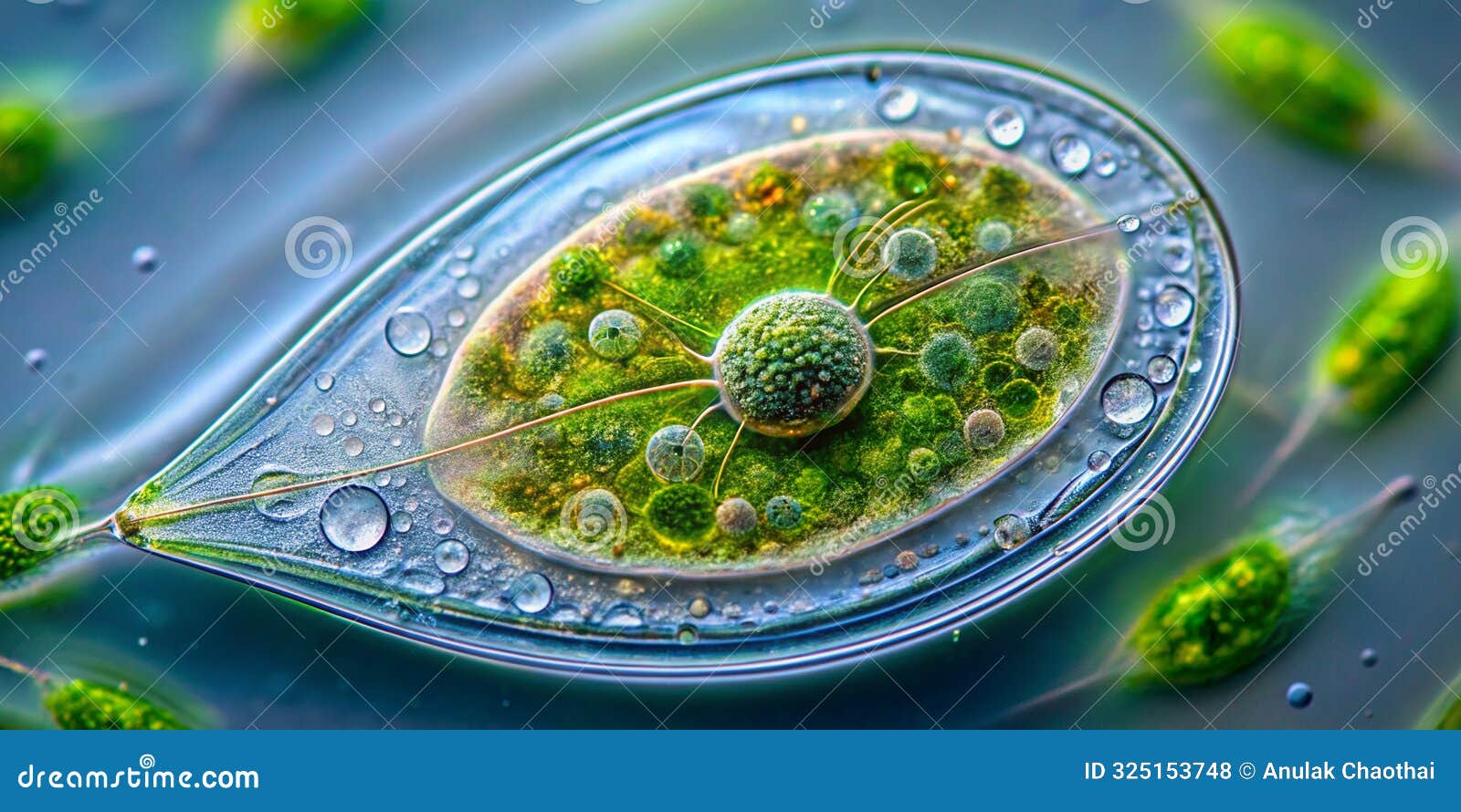 Algae or Plankton in a Water Droplet Under the Microscope Showcasing ...