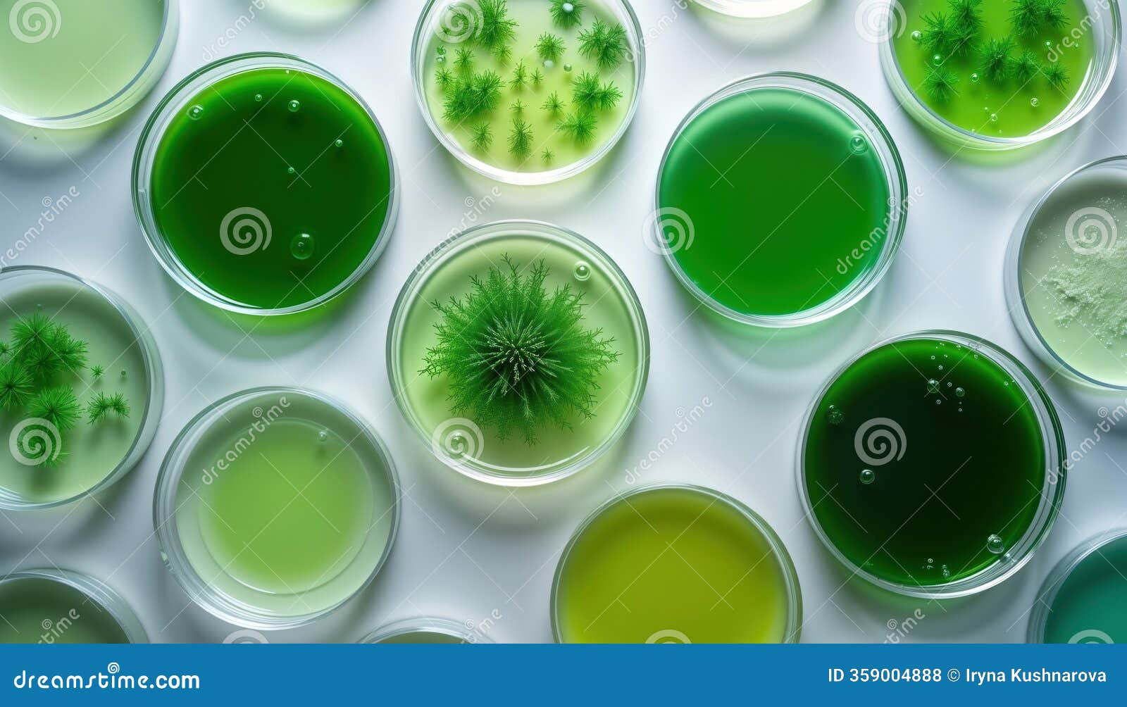 Algae Samples in Petri Dishes. Scientific Lab Setup for Biofuel ...