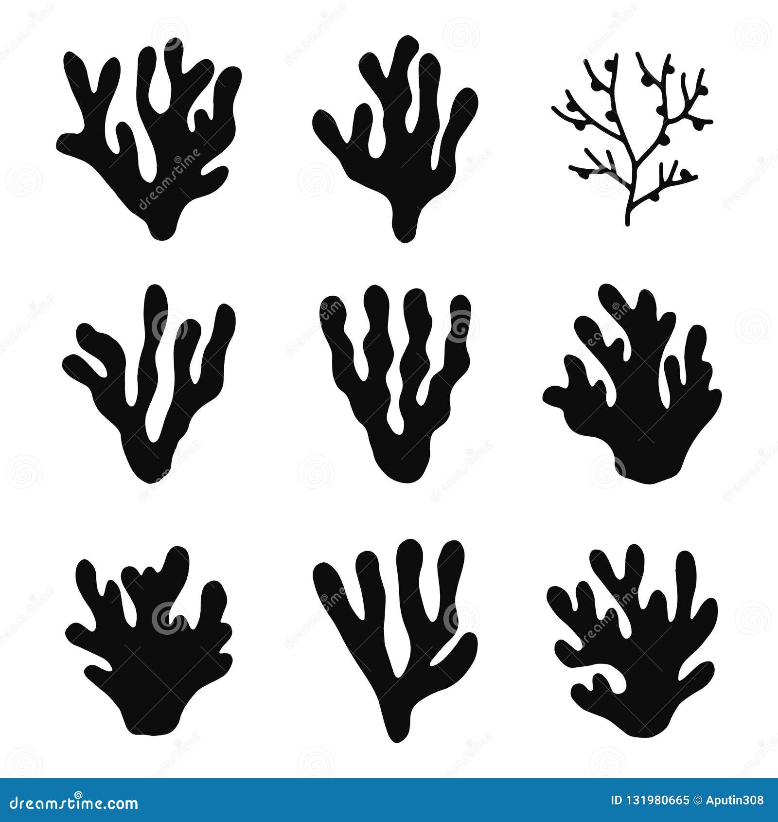 Algae Silhouettes Vector Icons Set. Isolated Objects Stock Vector ...