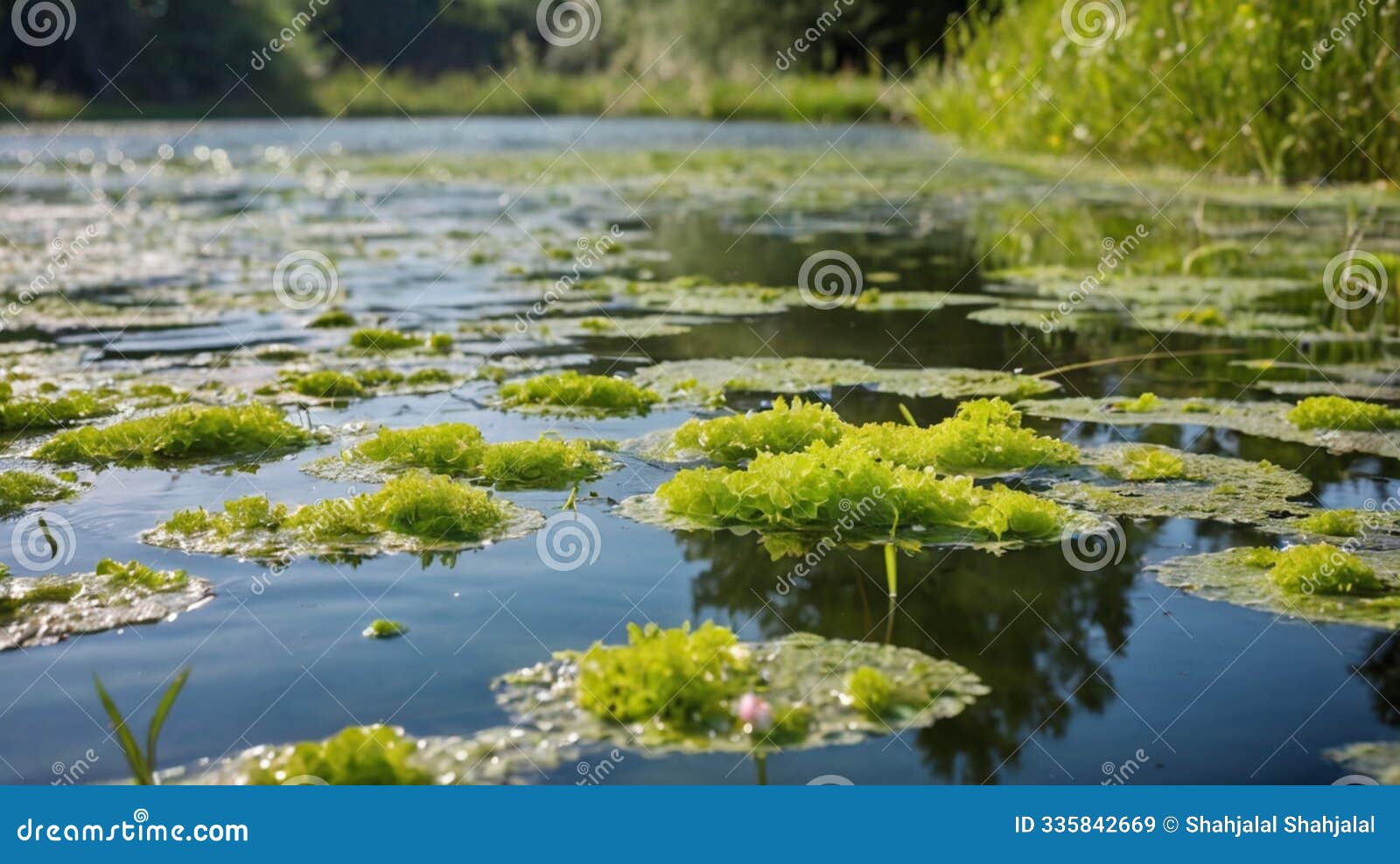 Cyanobacteria In A Pond Ecosystem Isolated On White Background Royalty ...