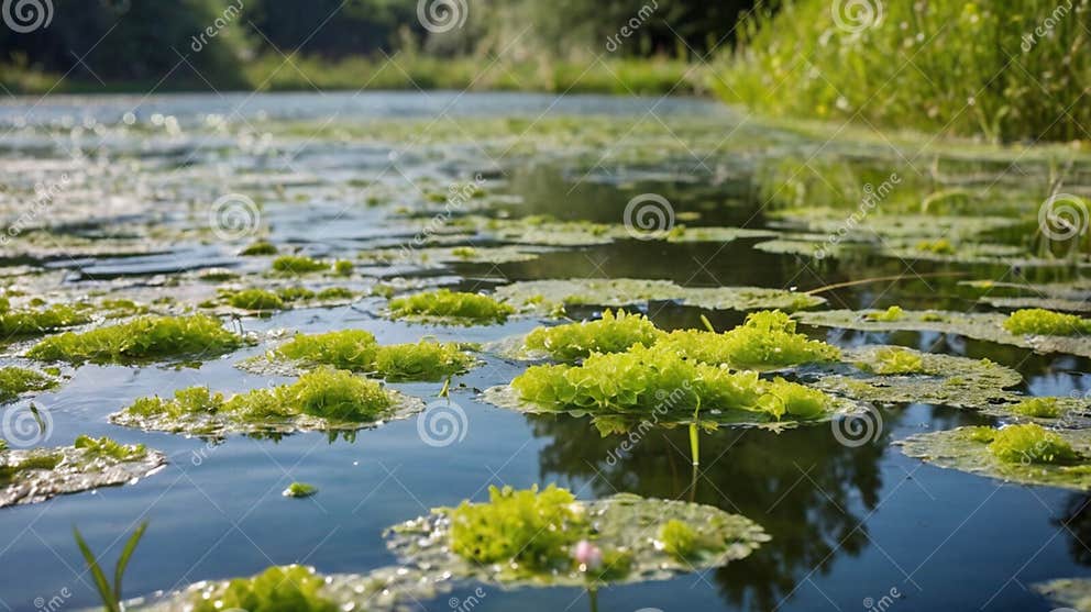 Algae Start Blooming in a Pond during Summer Months. Stock Image ...