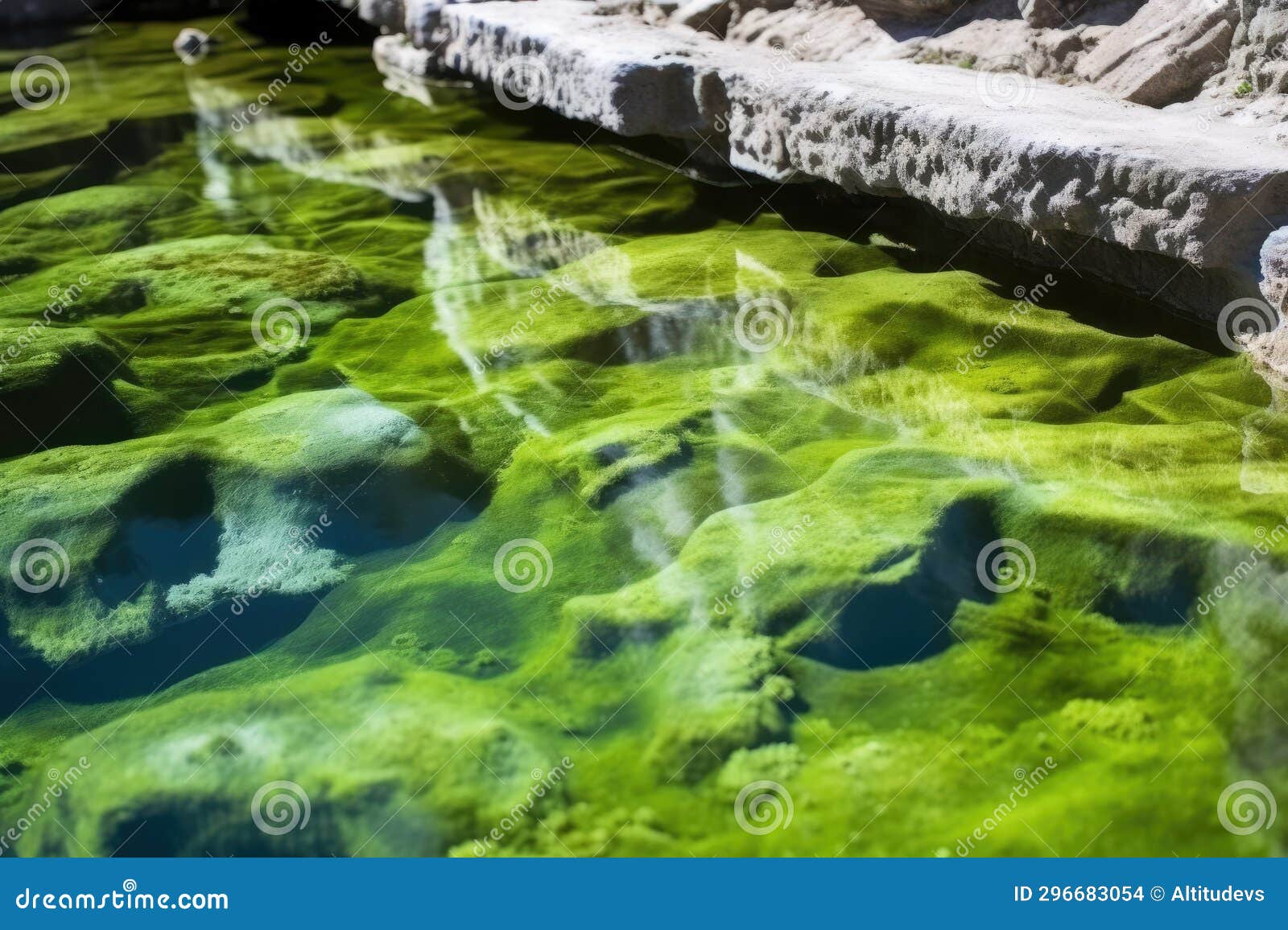 Algae Thriving in a Warm Hot Spring Pool Stock Photo - Image of water ...