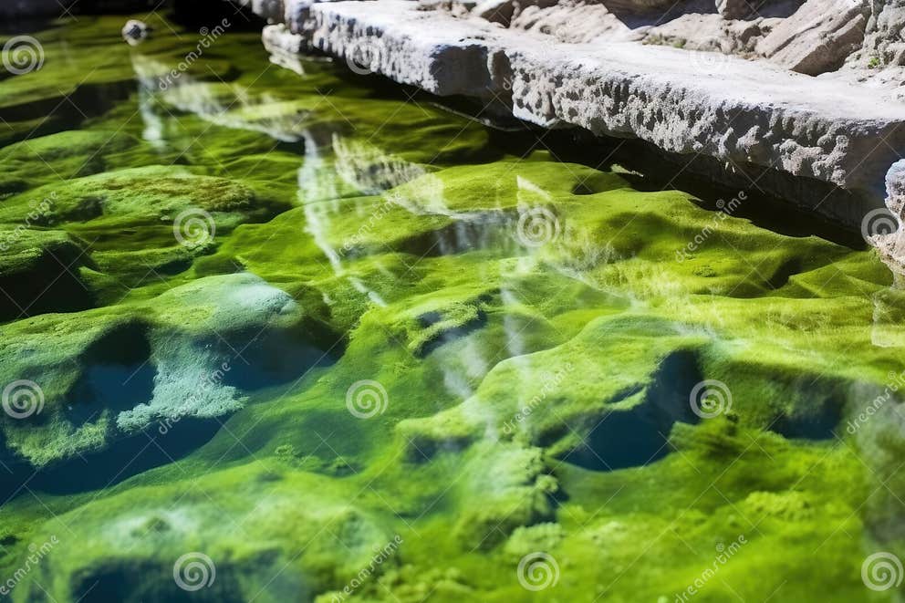 Algae Thriving in a Warm Hot Spring Pool Stock Photo - Image of water ...