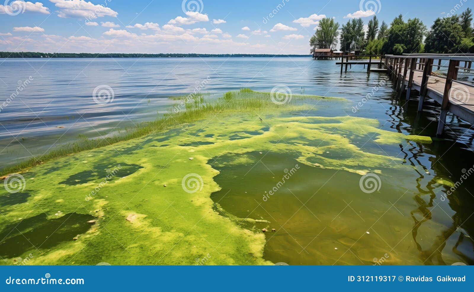 Algal Bloom Polluting Serene Water Stock Image | CartoonDealer.com ...