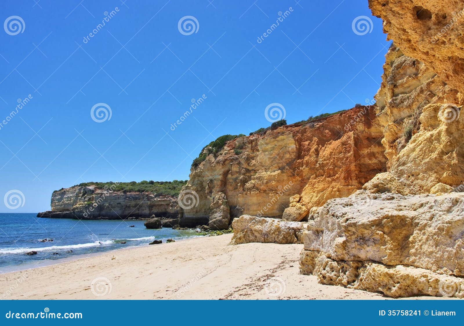 Algarve Beach Da Senhora Da Rocha Stock Image - Image of scenic, travel ...