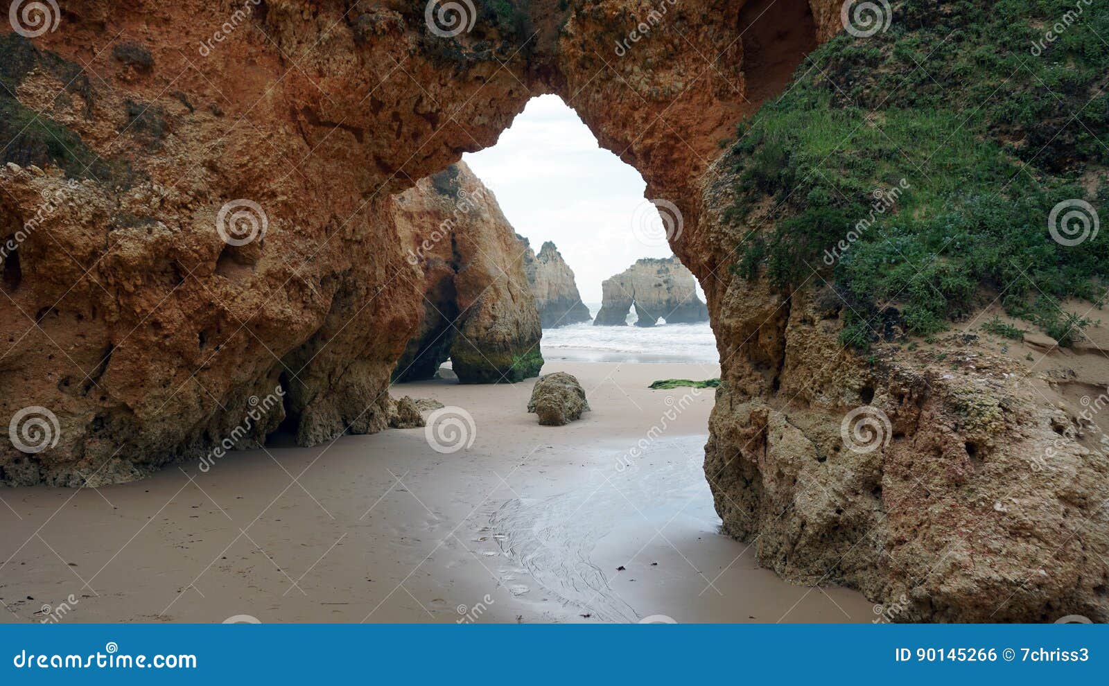 Algarve grotto stock photo. Image of portugal, cave, clouds - 90145266