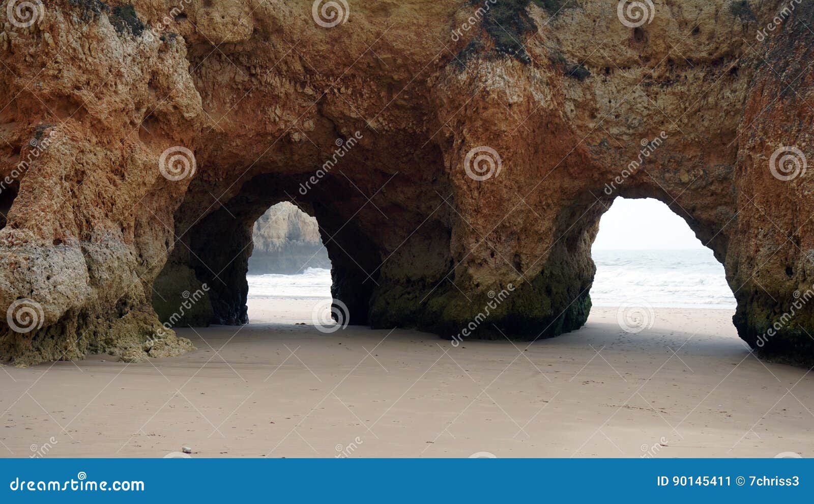 Algarve grotto stock image. Image of blue, coastline - 90145411