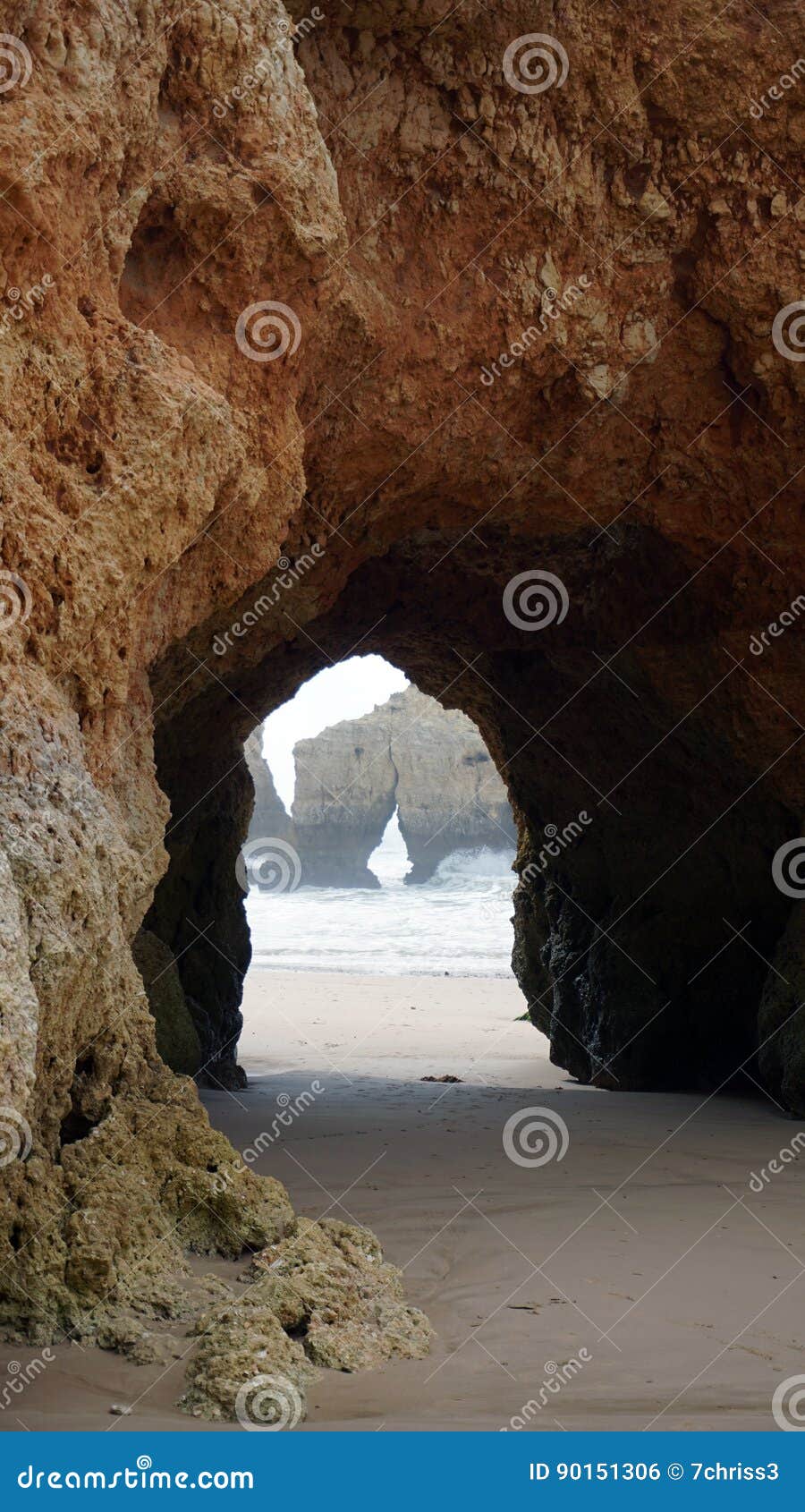 Algarve grotto stock photo. Image of atlantic, cave, rocks - 90151306