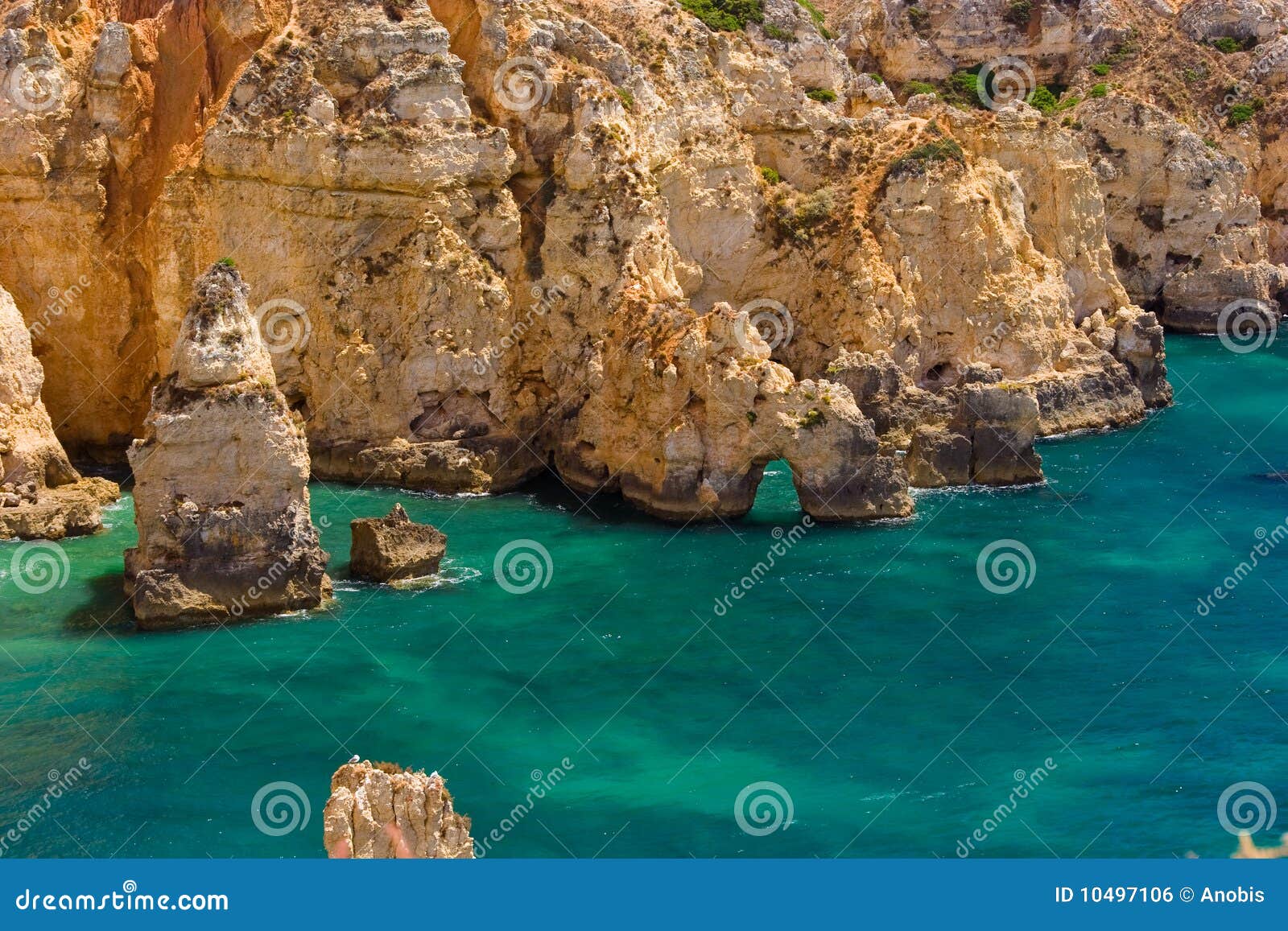 Algarve rocks stock photo. Image of beach, clouds, coast - 10497106