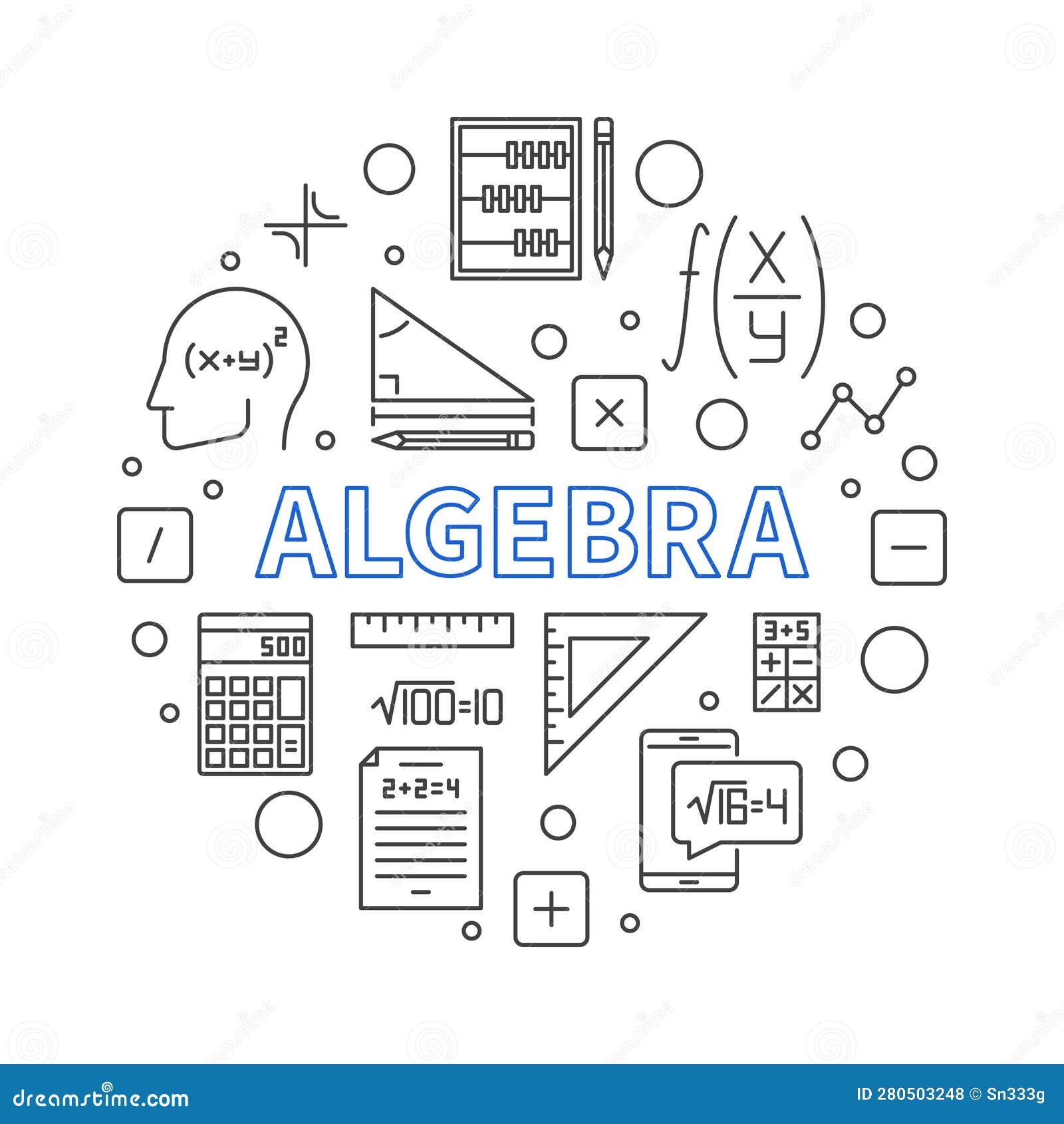 Algebra Concept Word Art Illustration Cartoon Vector | CartoonDealer ...