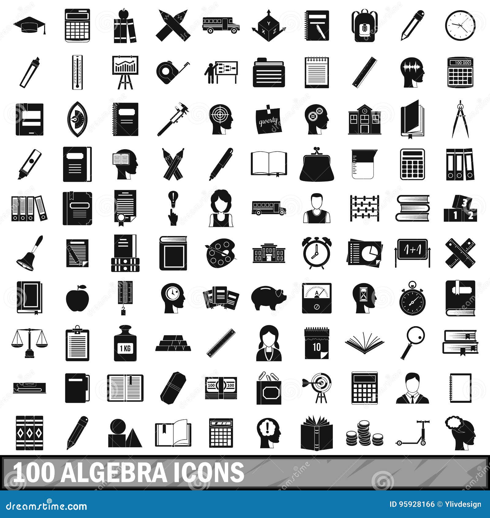 Algebra Icons Set Isolated On White Background Vector Illustration ...