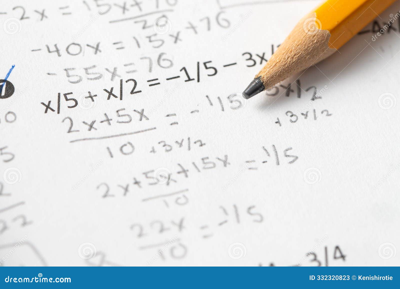 Algebra Mathematic Exercise Test Paper Stock Image - Image of studying ...