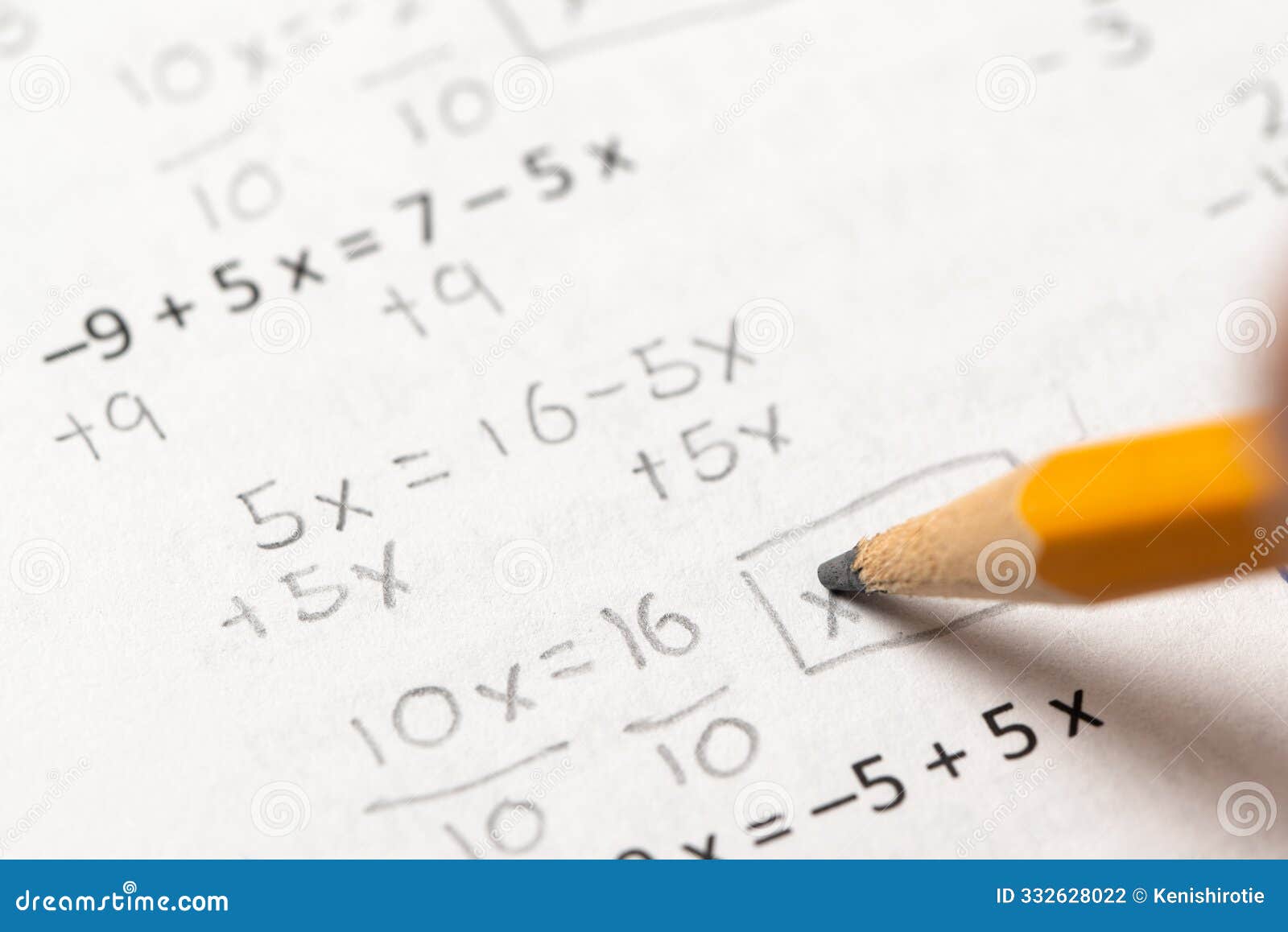 Algebra Mathematic Exercise Test Paper Stock Photo - Image of ...