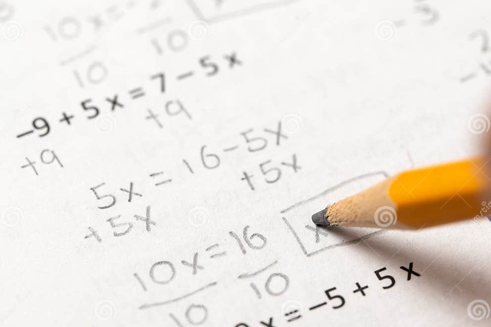 Algebra Mathematic Exercise Test Paper Stock Photo - Image of ...