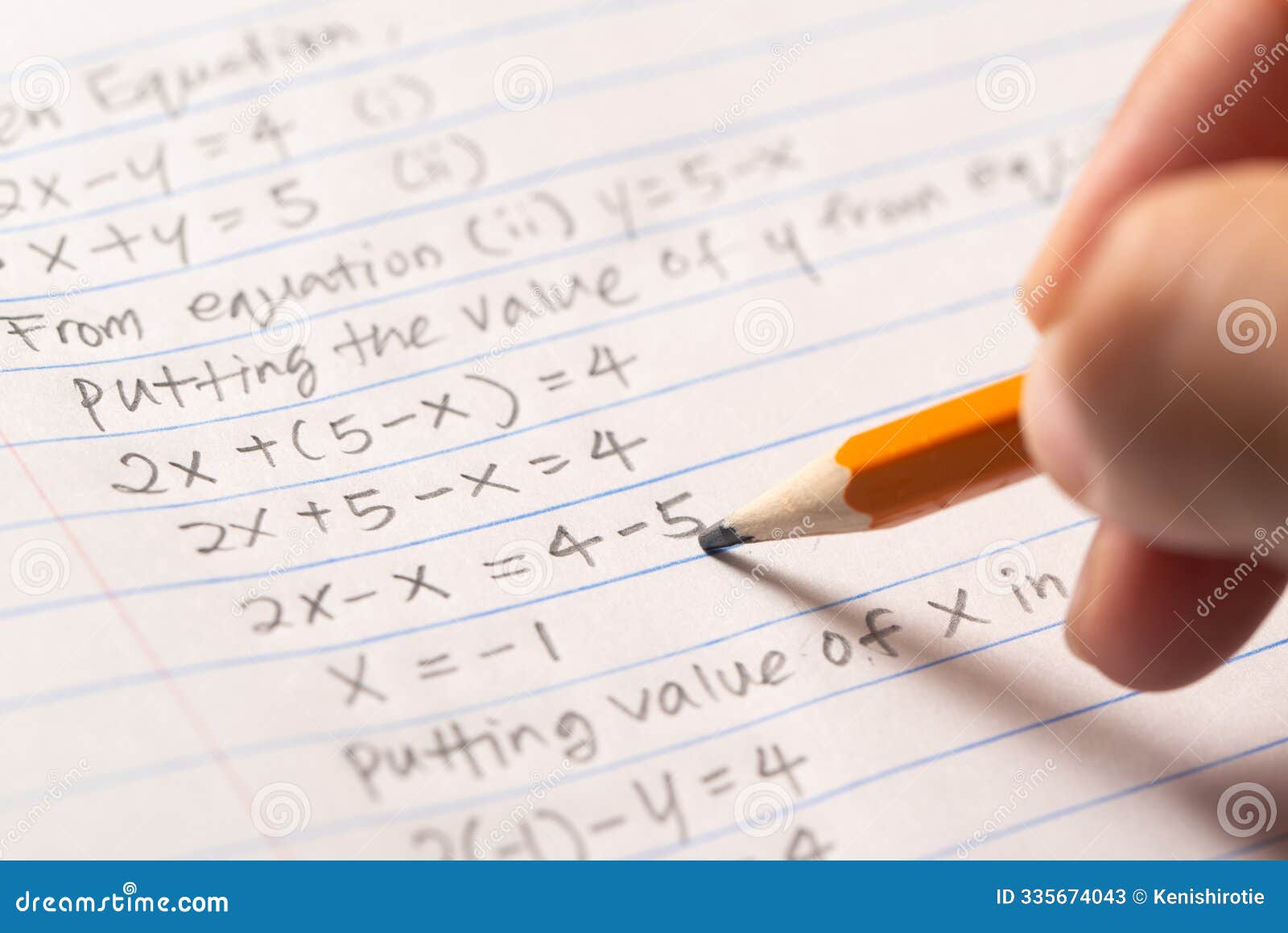 Algebra Mathematic Exercise Test Paper Stock Image - Image of number ...