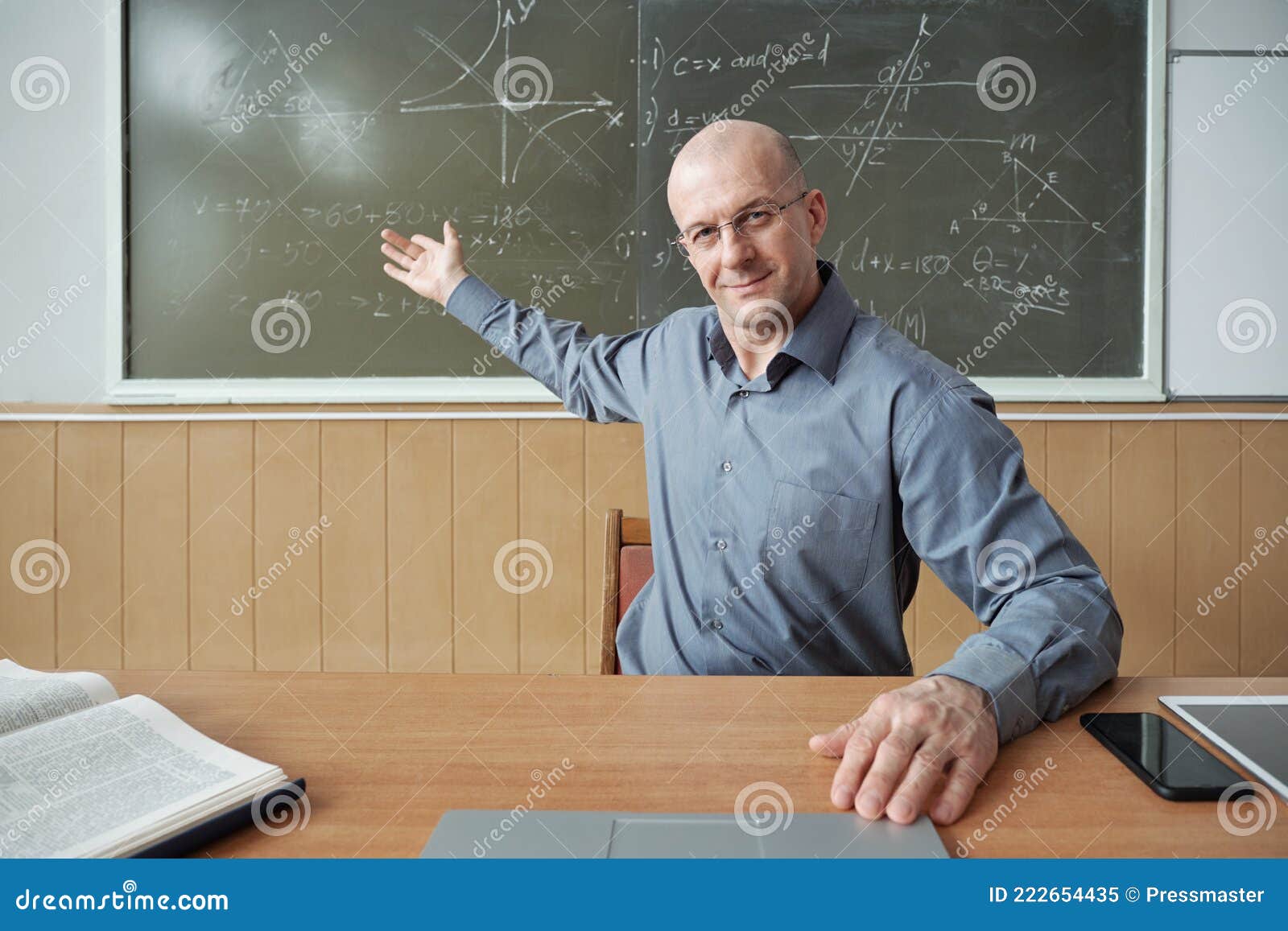Algebra Teacher Having Online Lesson Stock Image - Image of formula ...