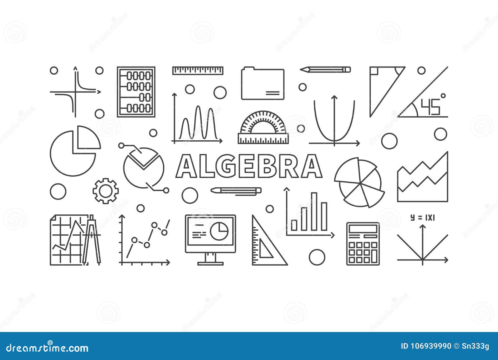 Algebra Vector Colorful Illustration In Outline Style | CartoonDealer ...