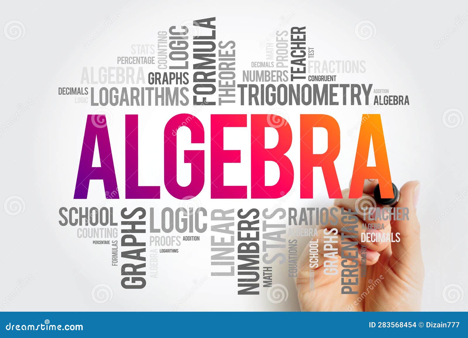 Algebra Word Cloud Collage, Education Concept Background Stock Photo ...