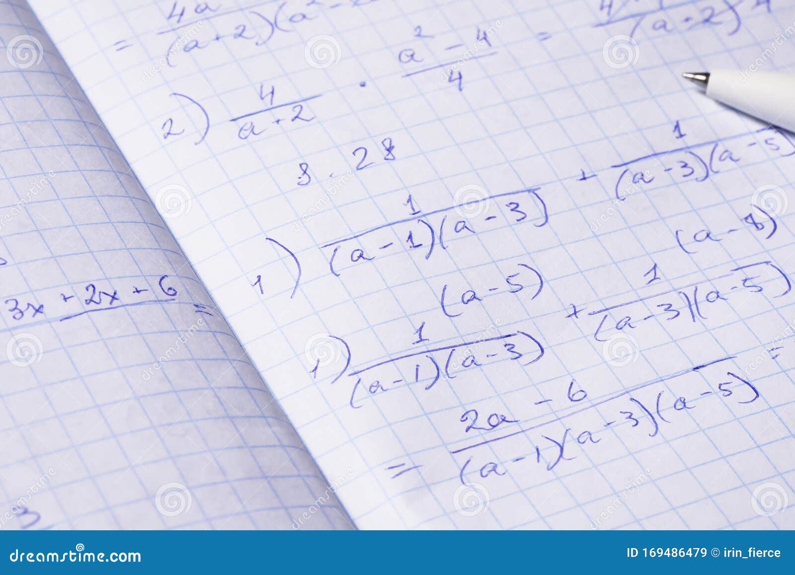 Algebraic Calculations in Open Graph Notebook with White Pen. White ...