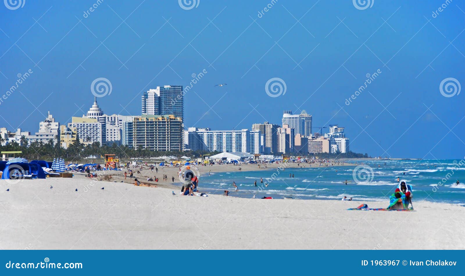Algemene Mening Van Het Strand Van Miami, Florida Stock Afbeelding ...