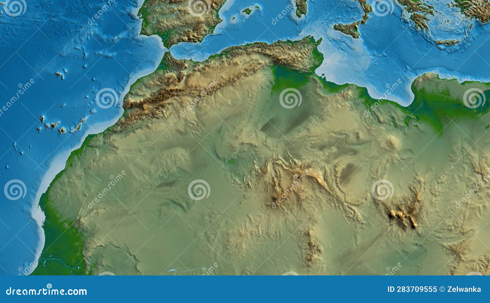 Algeria area. Physical map stock illustration. Illustration of tunisia ...