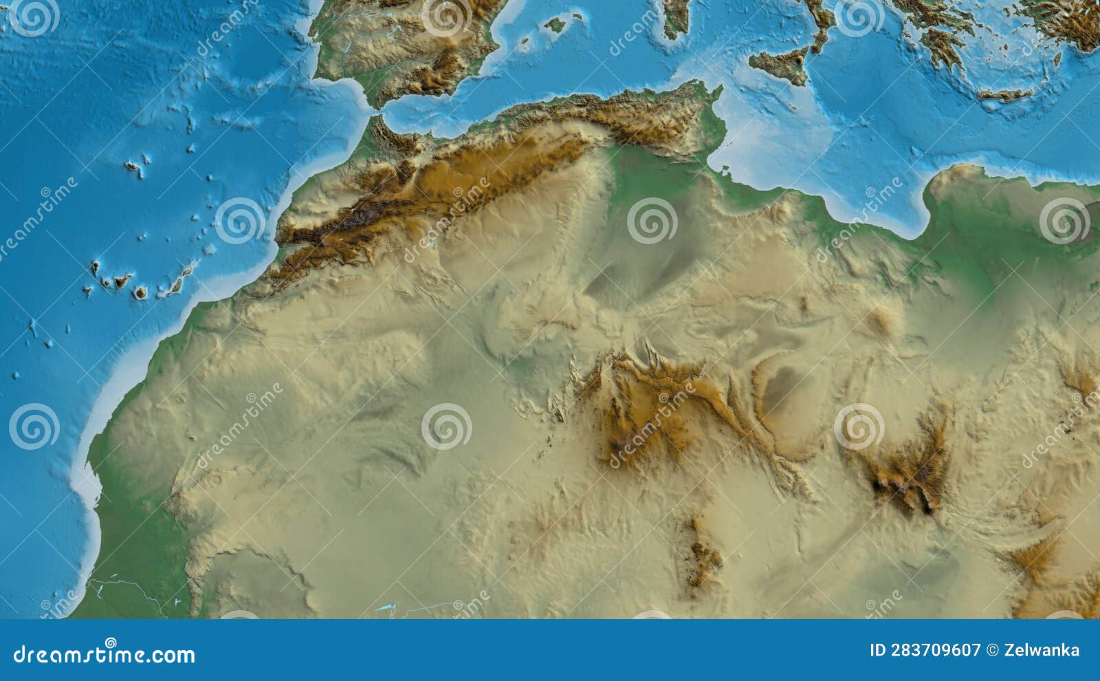 Algeria area. Relief map stock illustration. Illustration of mali ...