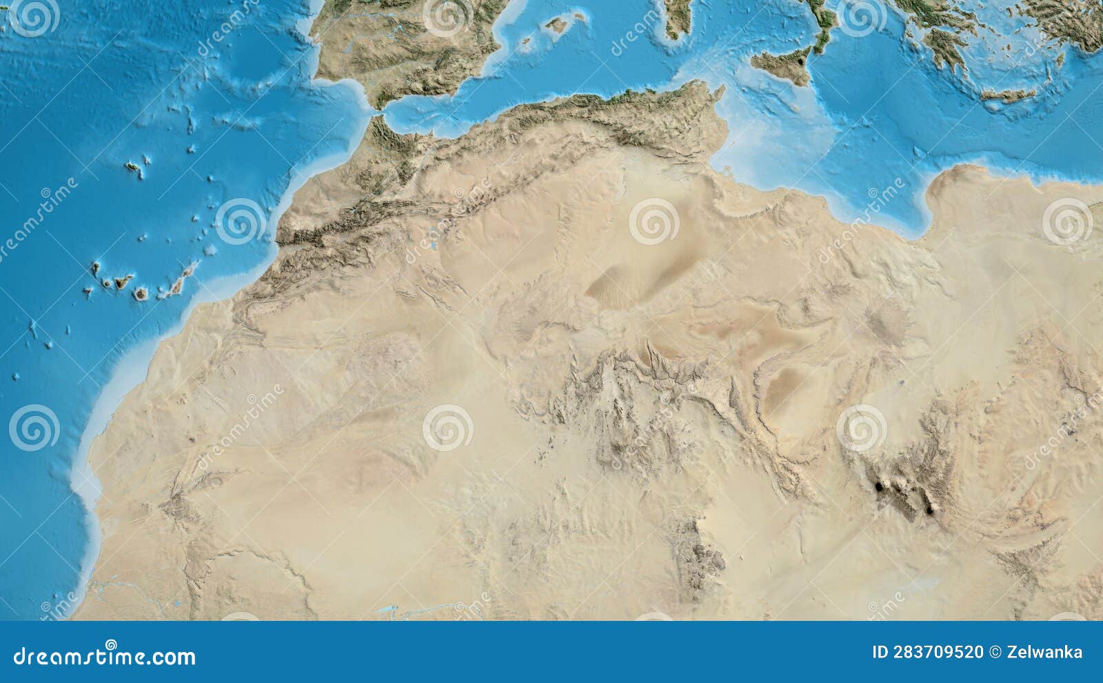 Algeria Area. Satellite Map Stock Illustration - Illustration of globe ...