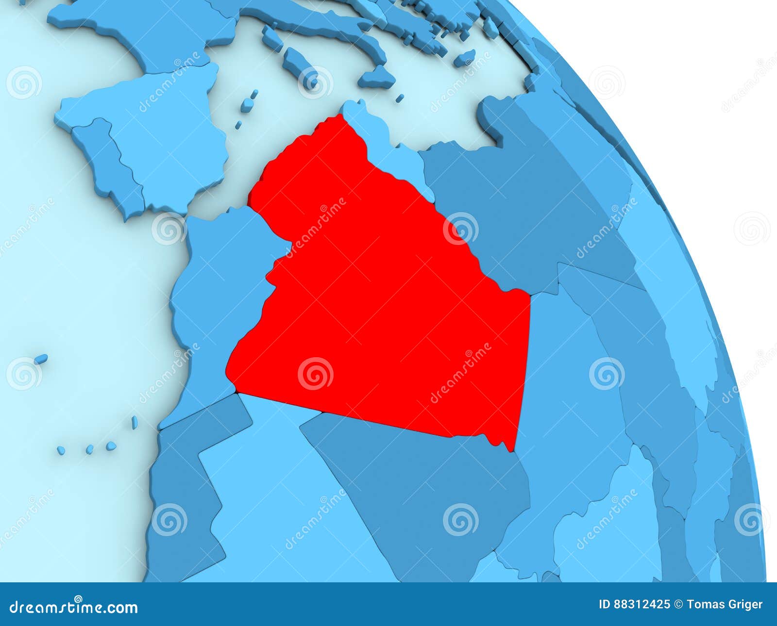 Algeria on Blue Political Globe Stock Illustration - Illustration of ...