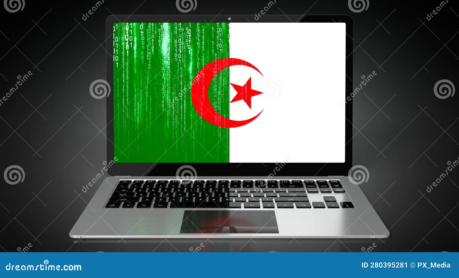 Algeria - Country Flag and Binary Code on Laptop Screen Stock ...