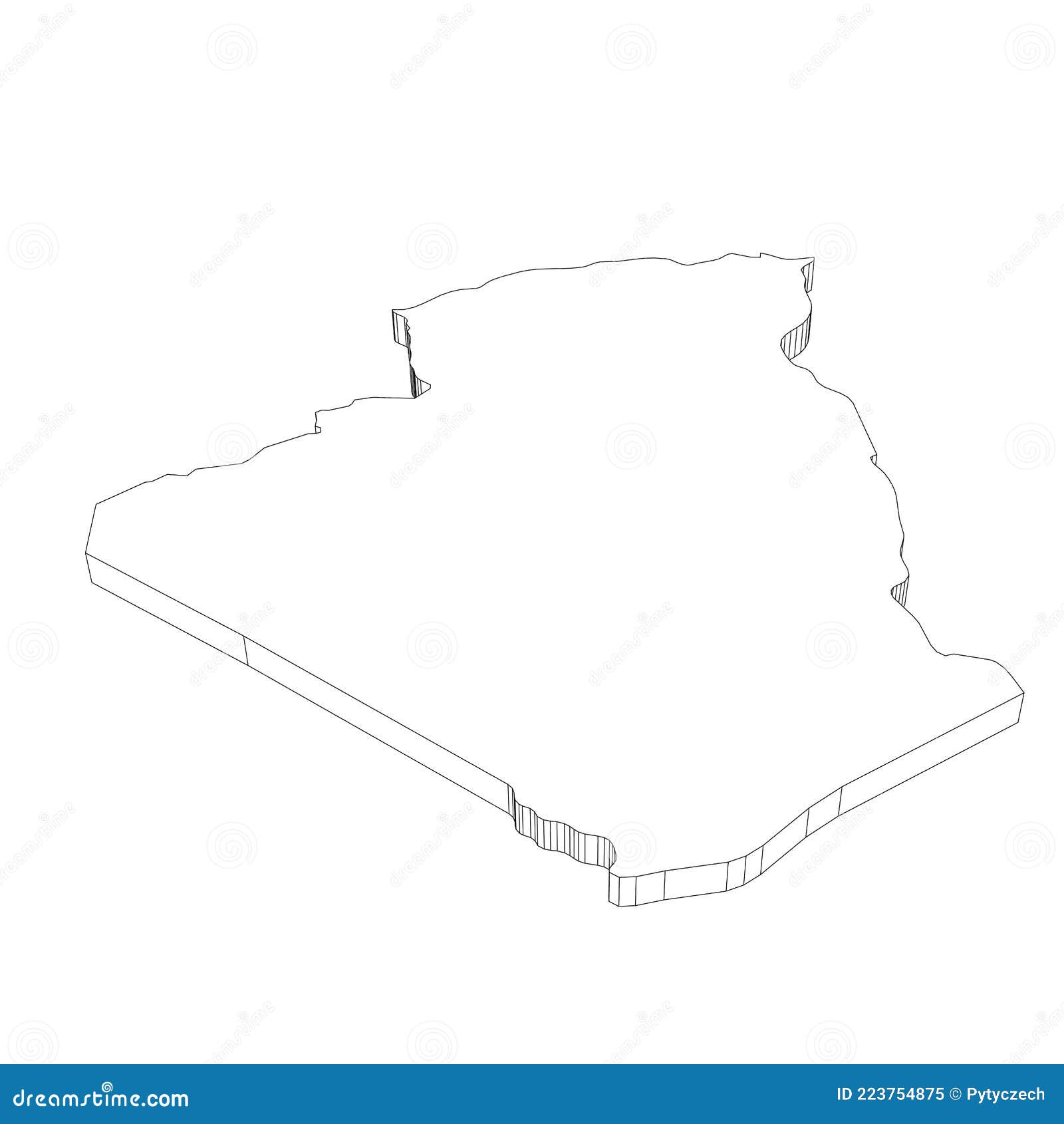 Map Of Algeria Black Thick Outline Highlighted With Neighbor Countries ...