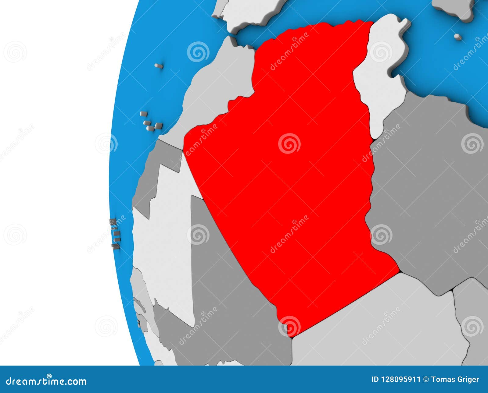 Algeria on 3D globe stock illustration. Illustration of algerian ...