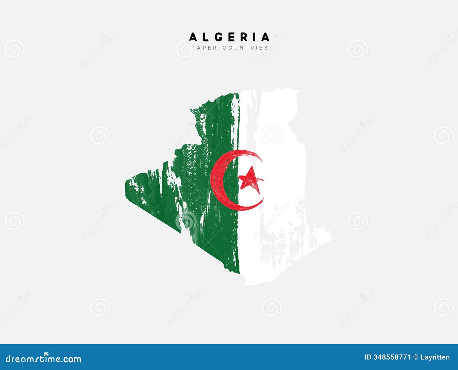 Algeria Detailed Map with Flag of Country. Painted in Watercolor Paint ... Algeria Detailed Map with Flag of Country. Painted in Watercolor Paint ...