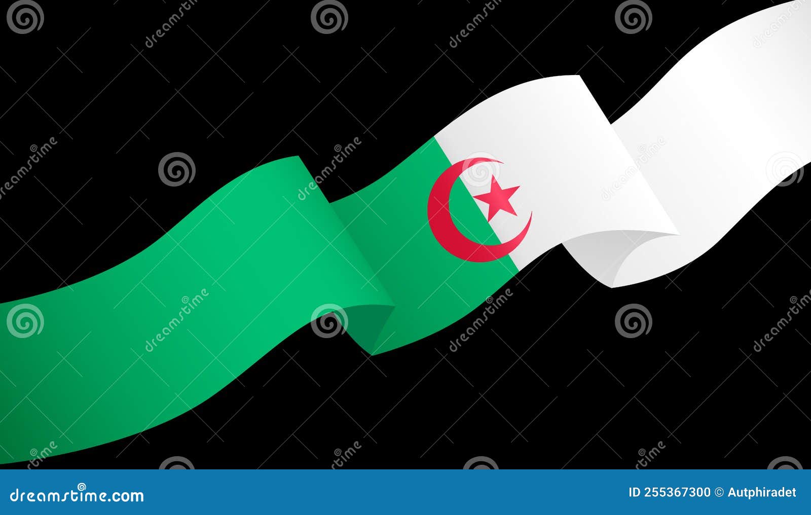 Algeria Flag Flying on White Background Stock Vector - Illustration of ...
