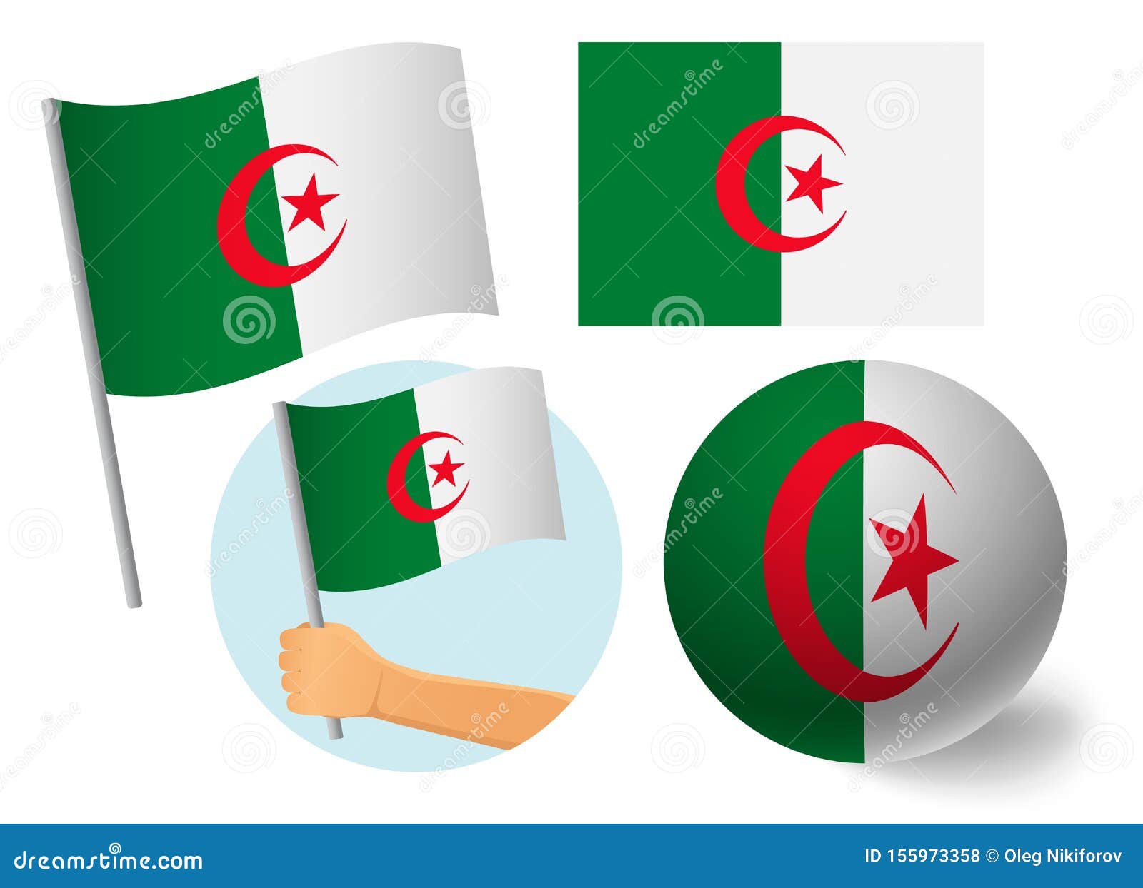 Algeria flag icon set stock illustration. Illustration of icon - 155973358