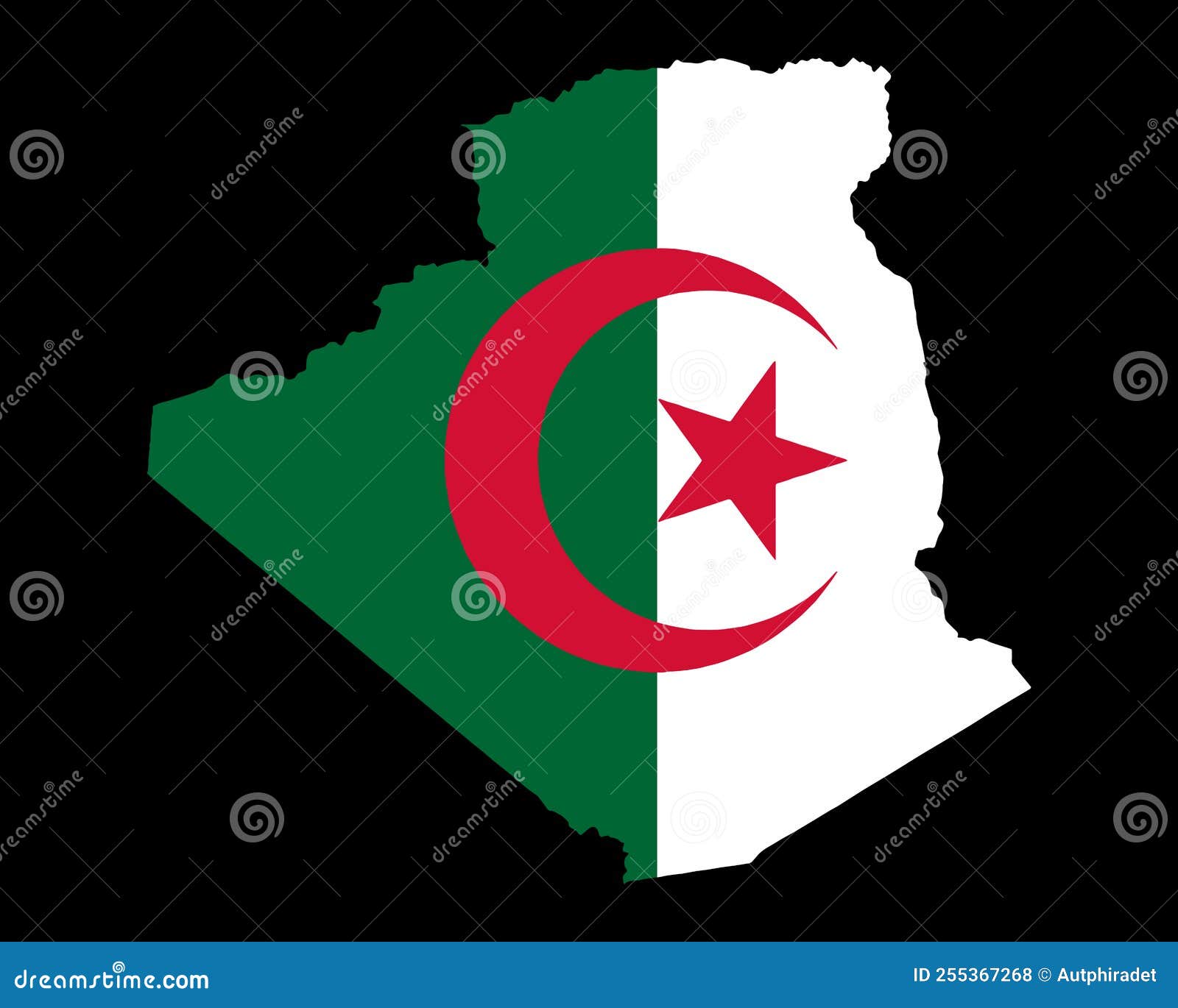 Algeria Flag on Map on Transparent Background Stock Vector ...