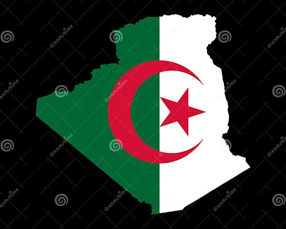 Algeria Flag on Map on Transparent Background Stock Vector ...