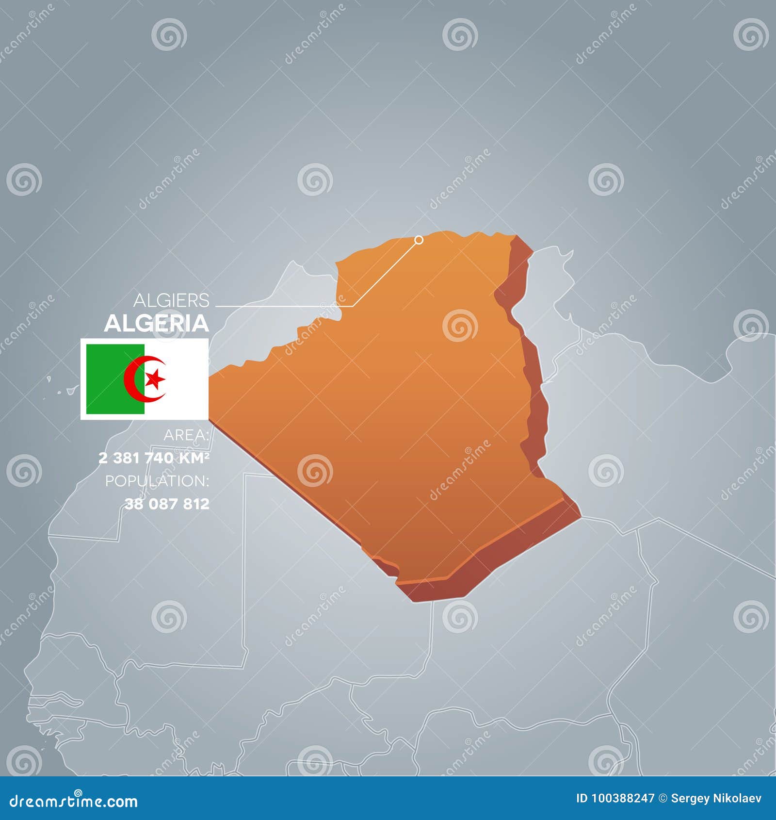 Algeria Population Heat Map As Color Density Illustration Stock ...