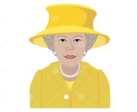 Queen Elizabeth Face Portrait with Yellow Suits Editorial Photography ...