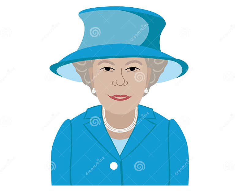 Queen Elizabeth Face Portrait with Cyan Suits Editorial Image ...