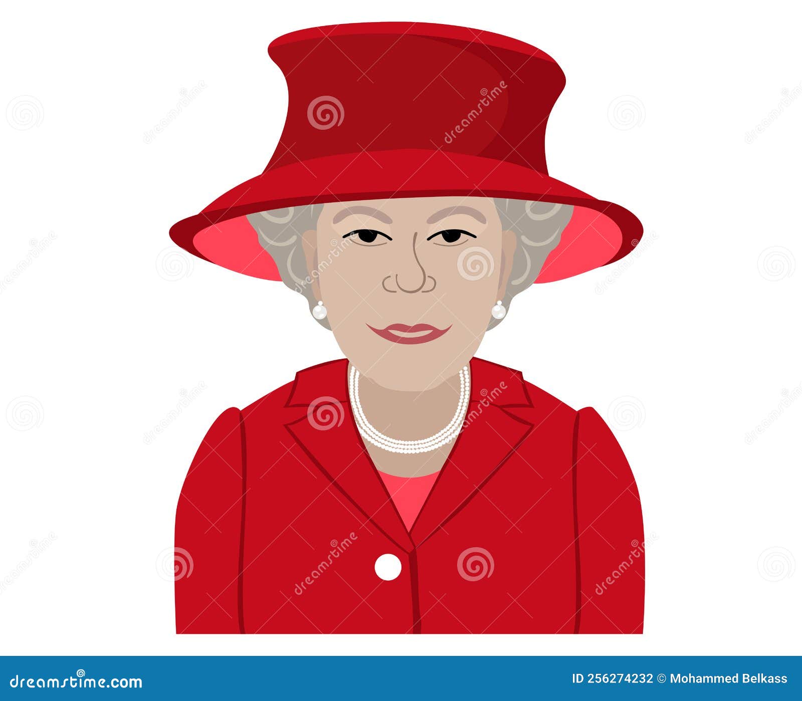 Queen Elizabeth Face Portrait with Red Suits Editorial Photography ...