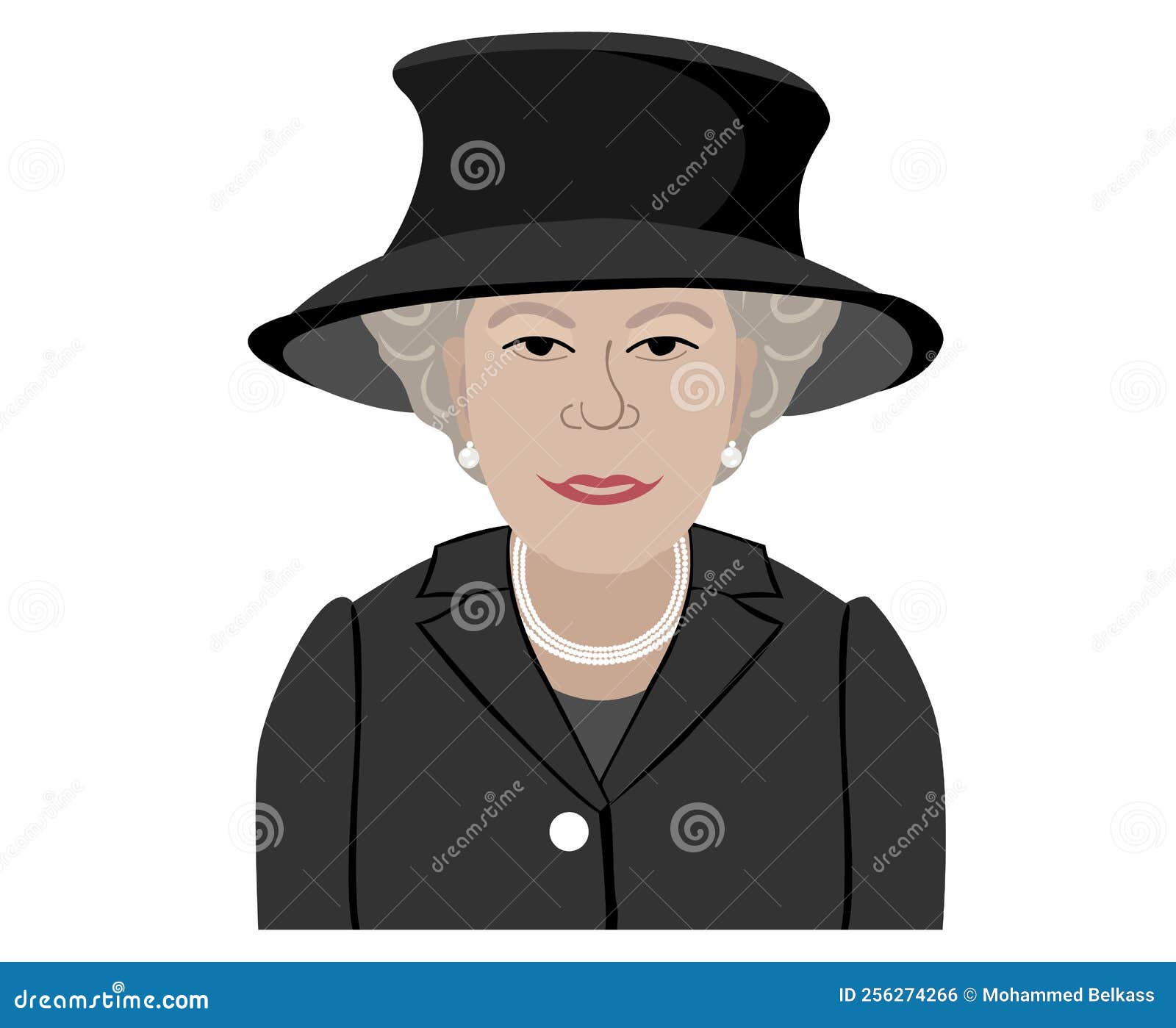 Queen Elizabeth Face Portrait with Black Suits Editorial Photo ...