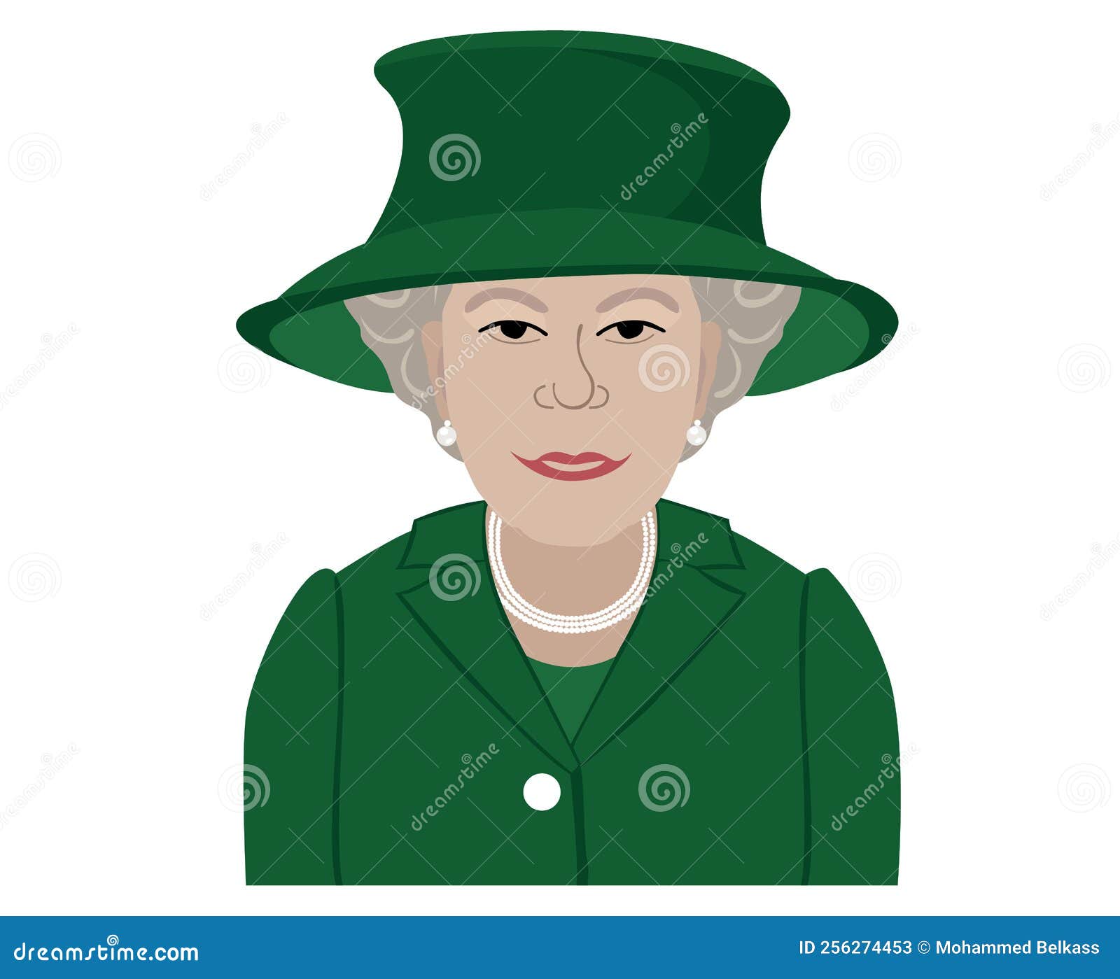 Queen Elizabeth Face Portrait with Green Suits Editorial Stock Photo ...