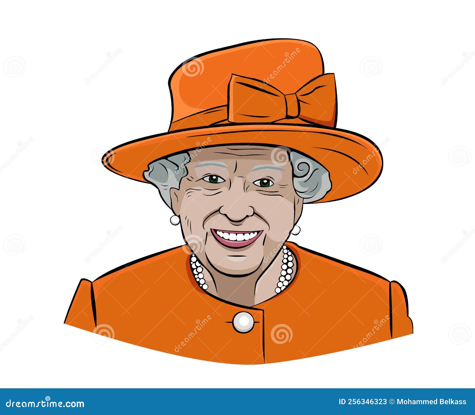 Queen Elizabeth Face Portrait with Orange Suit Vector Editorial Stock ...