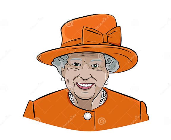 Queen Elizabeth Face Portrait with Orange Suit Vector Editorial Stock ...